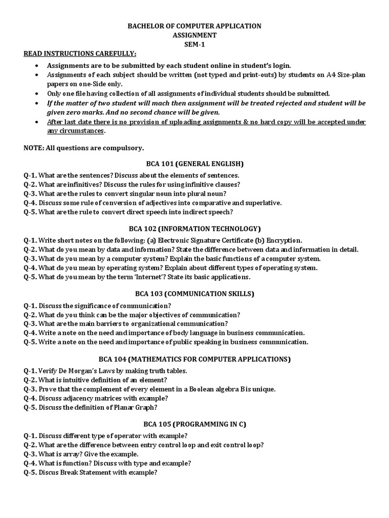 Bca - Sem - 1 | PDF | Control Flow | Matrix (Mathematics)