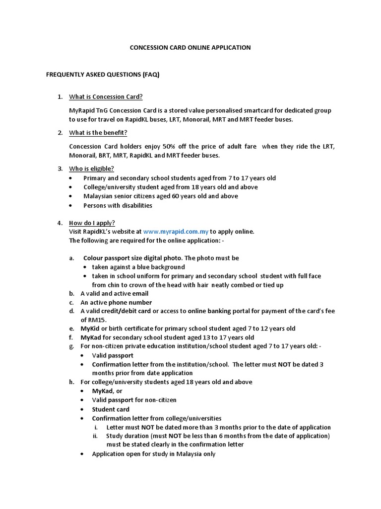 MyRapid Student Concession Card Guide | PDF | Passport | Government And ...