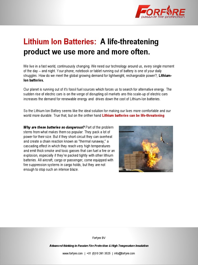 LithiumSafe Battery Bag - Brochure | PDF | Lithium Ion Battery ...