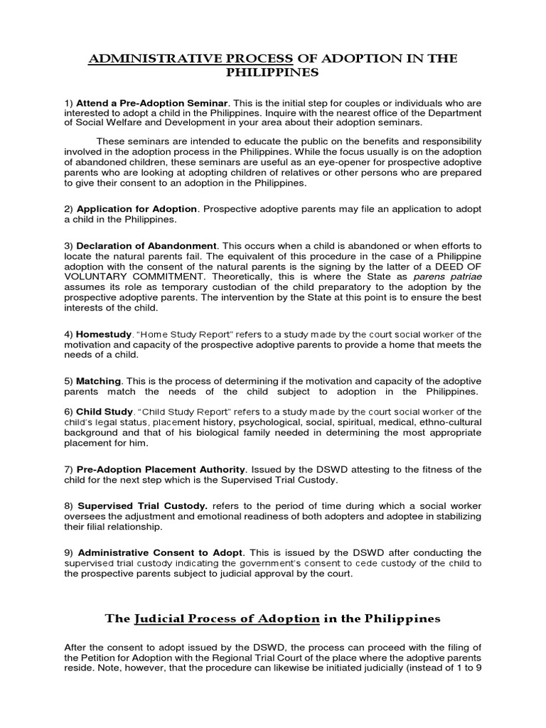Adoption Process in the Philippines | PDF | Child Custody | Parenting