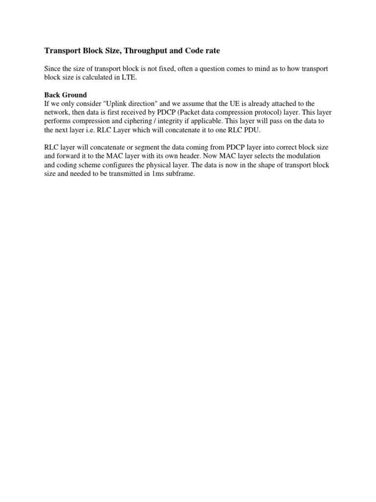 Lte Cqi Mcs And Tbs Pdf Error Detection And Correction Modulation