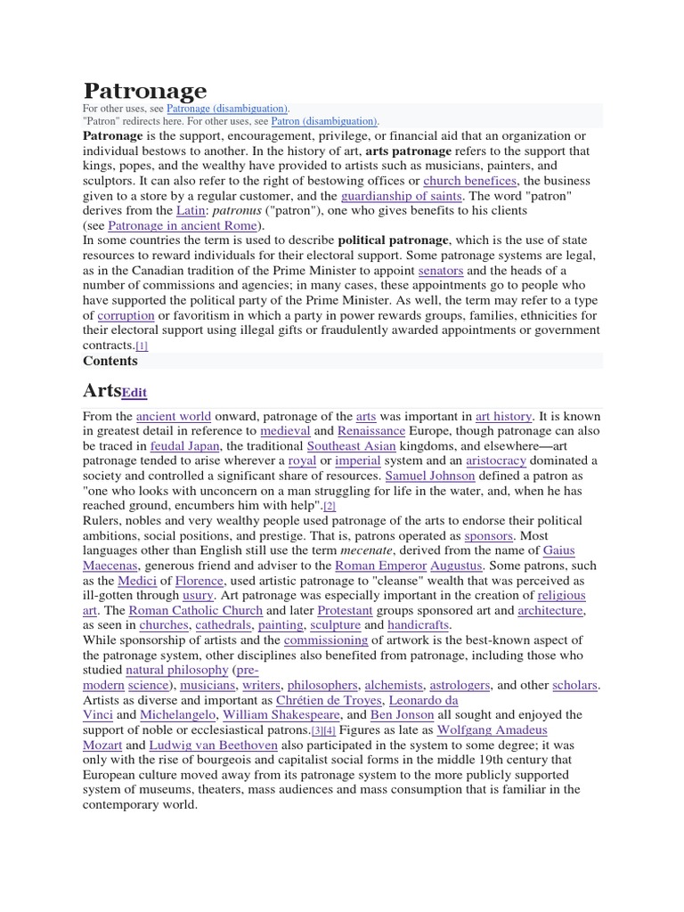 Patronage | PDF | Patronage