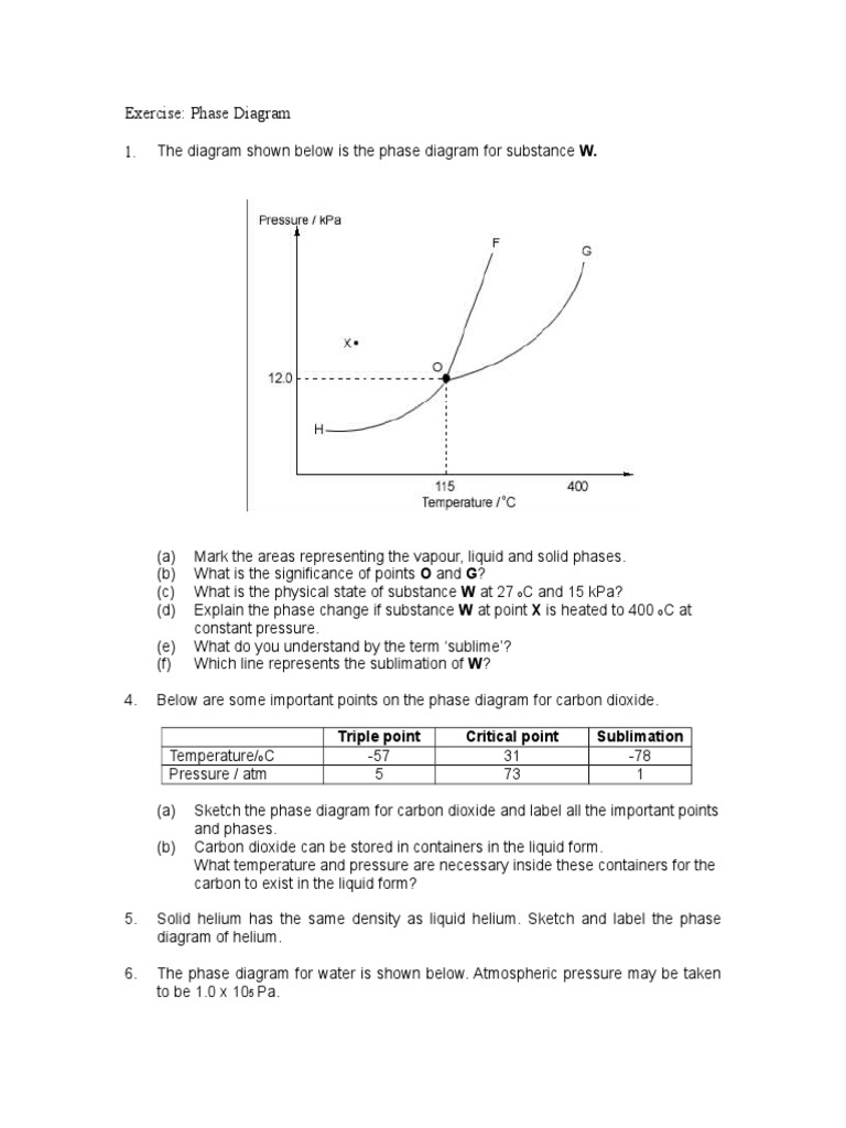 Exercise Phase Diagram | PDF | Phase (Matter) | Phase Diagram