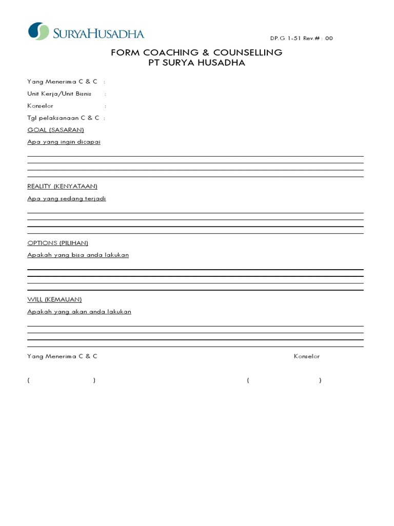 Form Coaching & Counselling | PDF