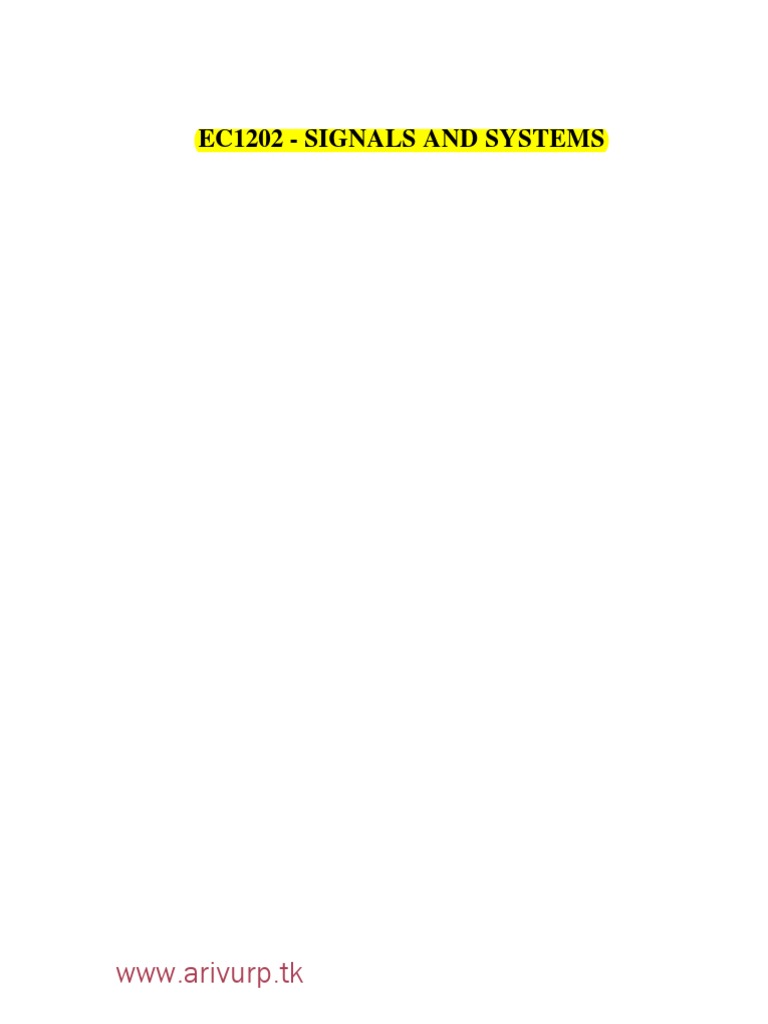 Ec1202 Signals Systems PDF | PDF | Convolution | Discrete Fourier Transform Ec1202 Signals Systems PDF | PDF | Convolution | Discrete Fourier Transform
