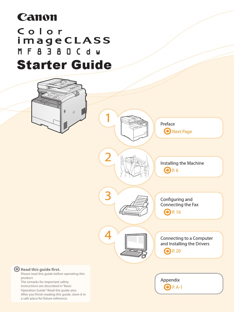 Canon Mf8380cdw Printer Manual | PDF | Fax | Printer (Computing)