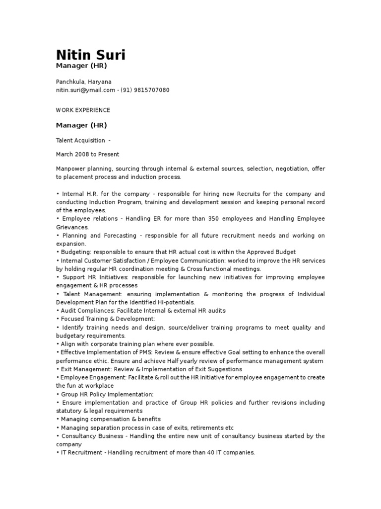 Resume Nitin Suri | PDF | Recruitment | Employment
