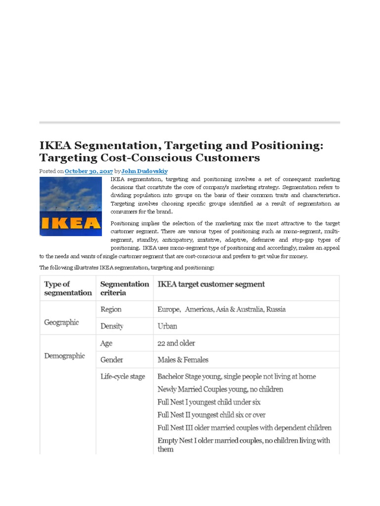 IKEA Segmentation, Targeting and Positioning - Targeting Cost-Co | PDF ...