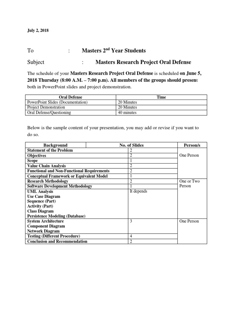 To: Subject:: Masters 2 Year Students Masters Research Project Oral ...