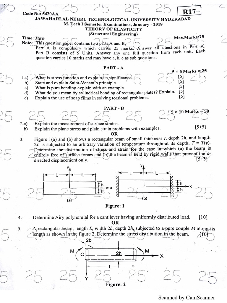 JNTUH Mtech Theory of Elasticity Question Paper Question Paper | PDF | Engineering | Science