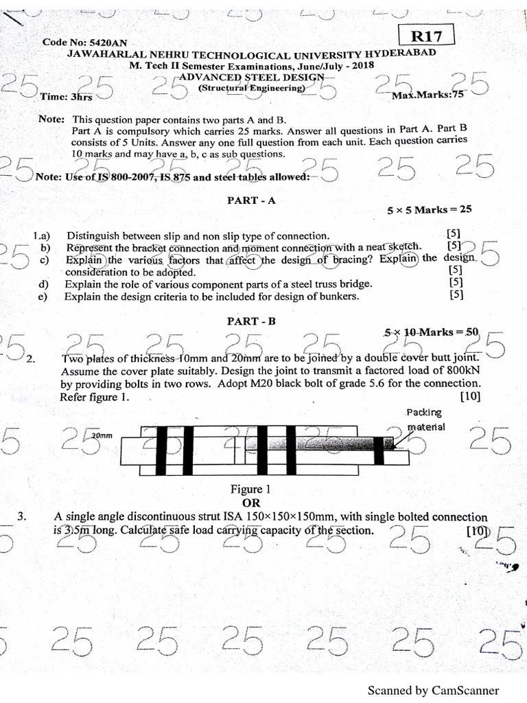 JNTUH Mtech Advance Steel Design Question Paper | PDF