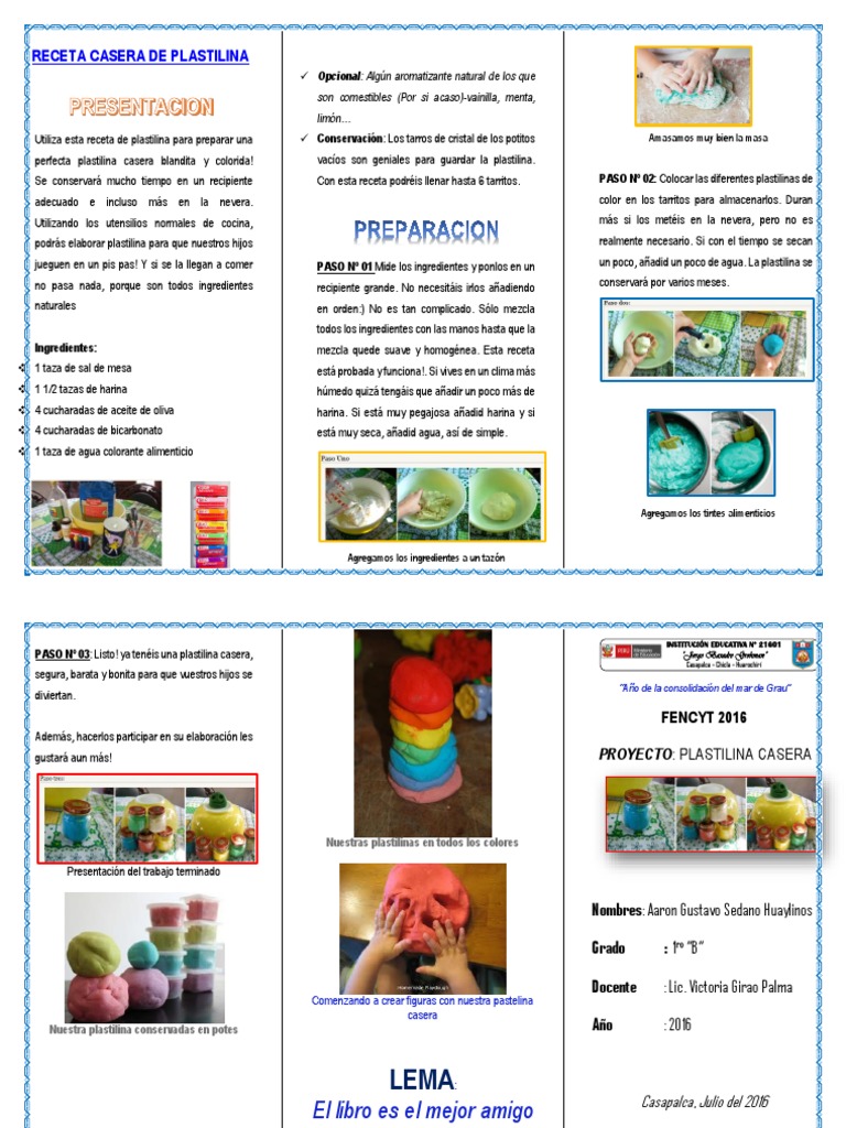 Receta de Plastilina Casera Fácil | PDF | Cocina | Cocinando