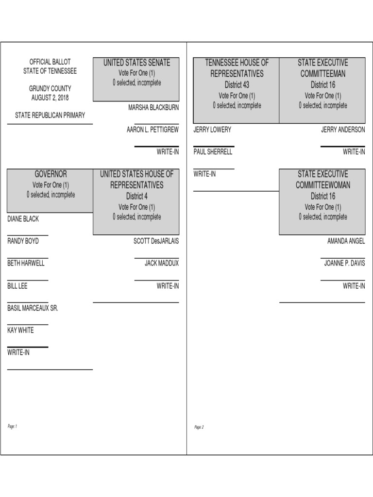 Grundy Co Sample Ballot | PDF | Elections | American Politicians