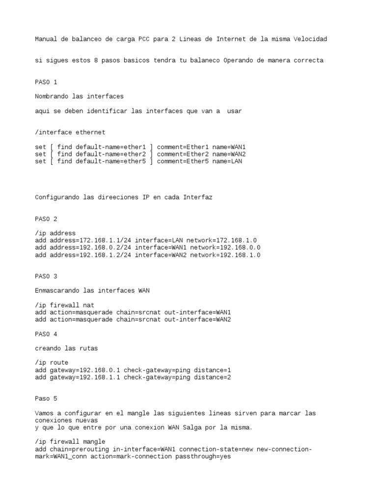 Manual Balanceo de Carga PCC Router Neutro 2 ADSL | PDF | Ip Address ...