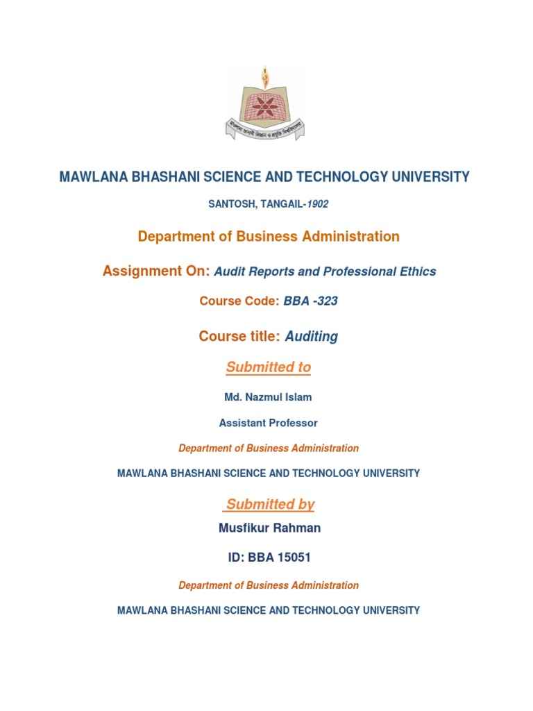 Audit Reports and Professional Ethics | PDF | Auditor's Report ...