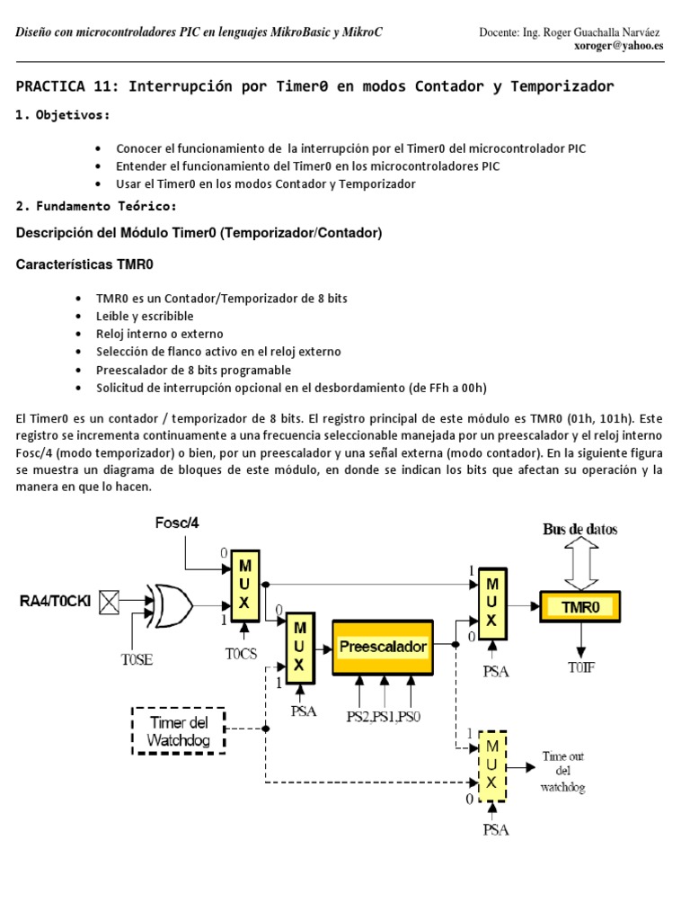 P11 Timer0 Modos Contador Temporizador | PDF | Microcontrolador | Poco