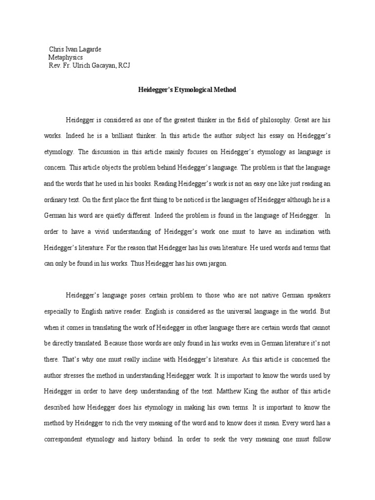 Heidegger's Etymological Method | PDF | Martin Heidegger | Western ...