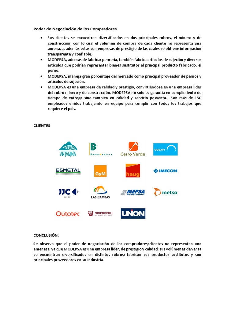 Poder de Negociación de Los Clientes | PDF