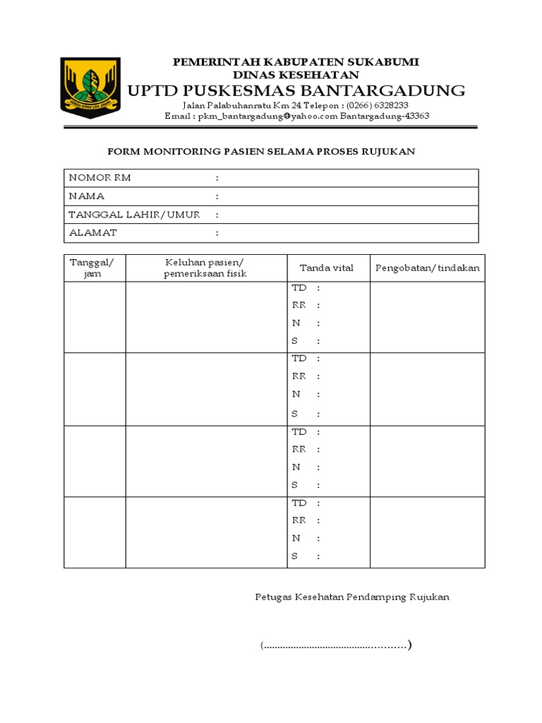 7.5.3.1 Form Monitoring Pasien Selama Proses Rujukan | PDF