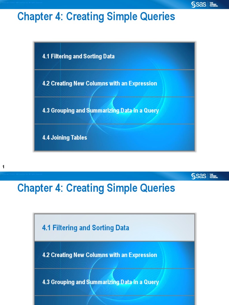Chapter 4: Creating Simple Queries: 4.1 Filtering and Sorting Data ...