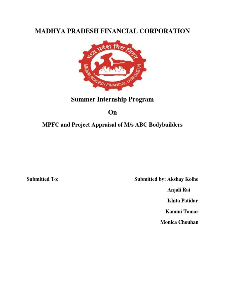 Madhya Pradesh Financial Corporation: MPFC and Project Appraisal of M/s ABC Bodybuilders | PDF ...
