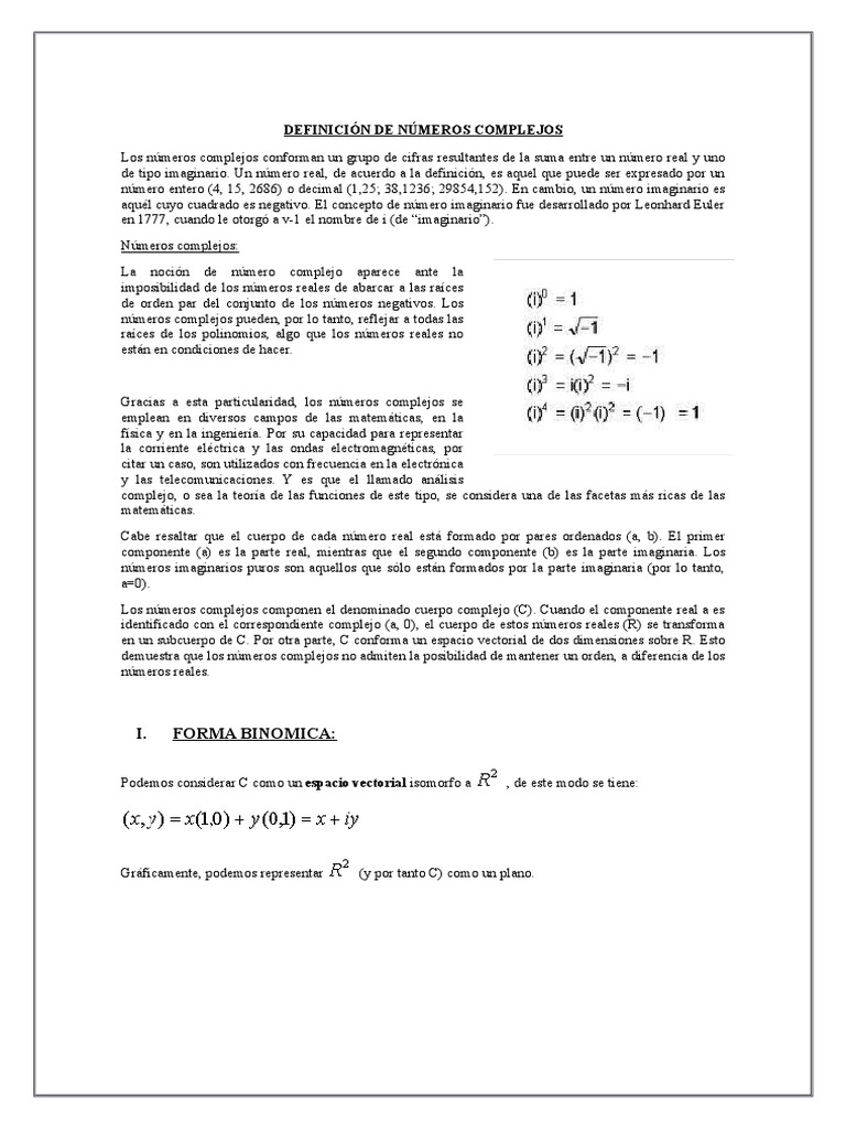 Definición de Números Complejos | PDF | Número complejo | Vector Euclidiano