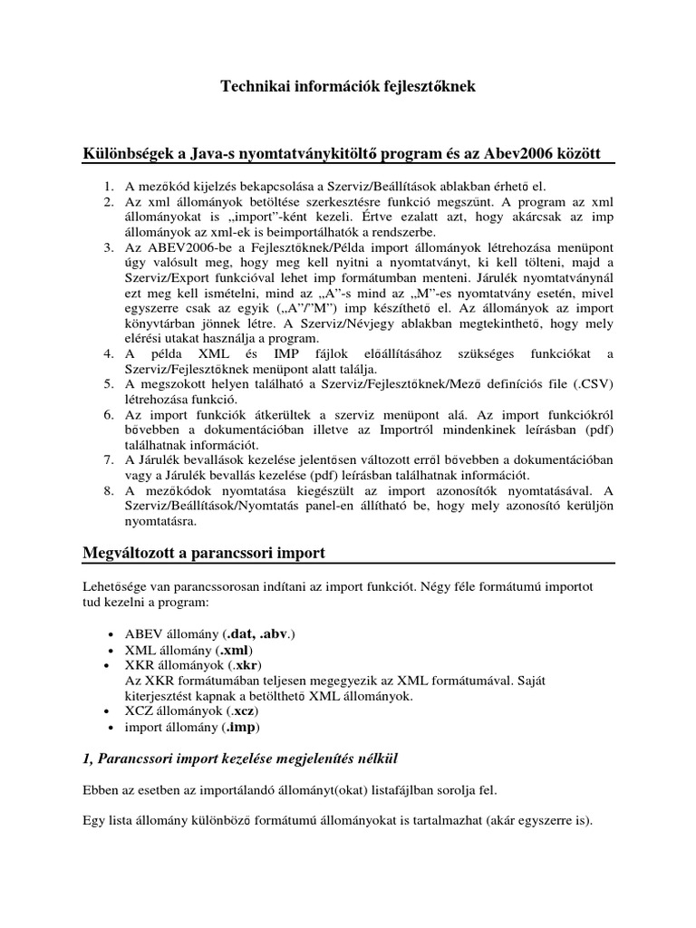 Abev Java Technikai - Informaciok - Fejlesztoknek PDF | PDF