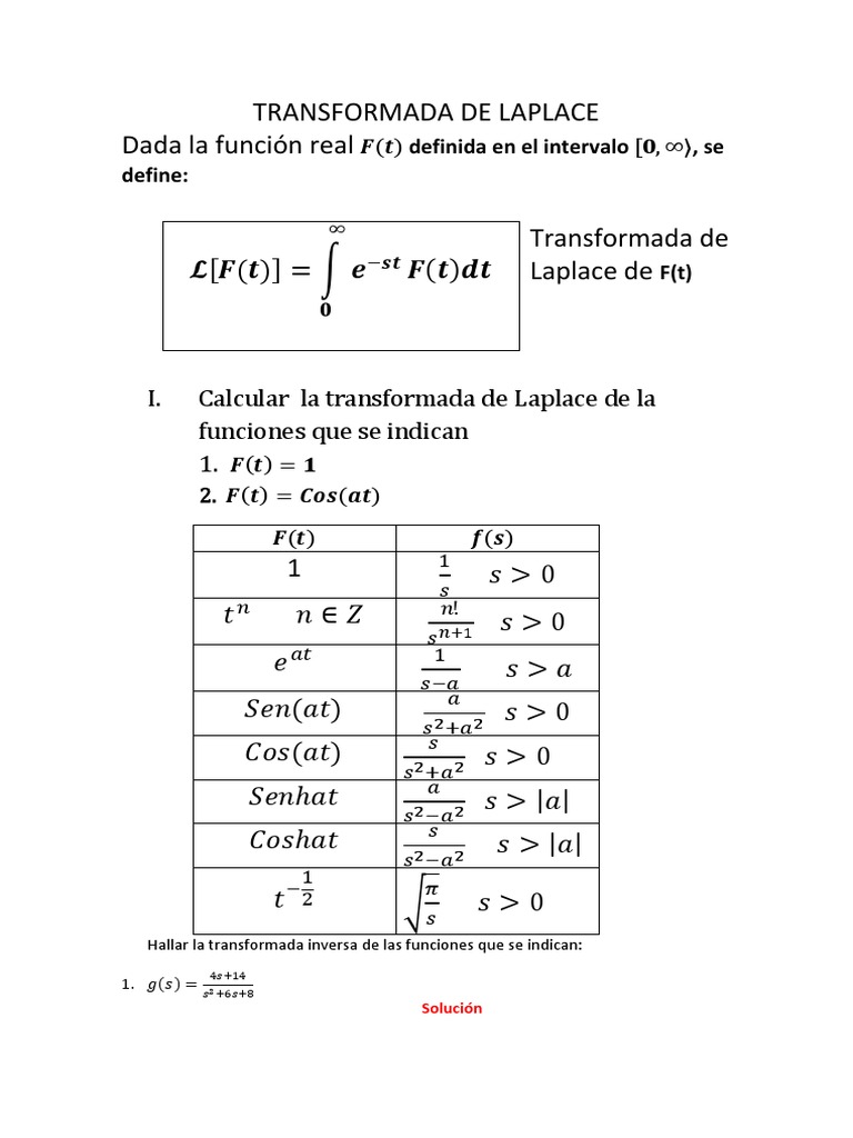 Propiedades de Transformada de Laplace | PDF | Transformada de Laplace ...