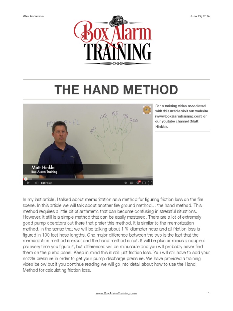 Hand Method for Friction Loss | Finger | Pump