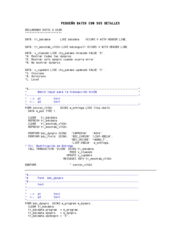 Pequeño Ejemplo Batch Input PDF | PDF | Business