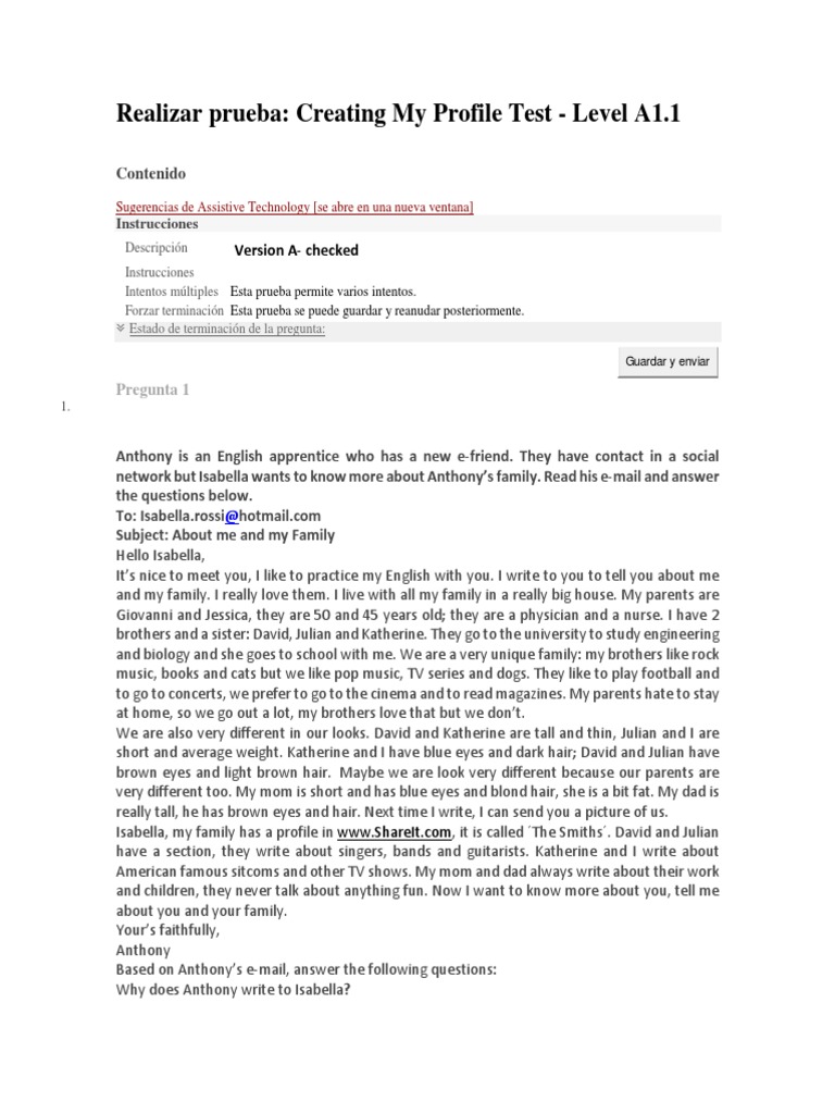 Creating My Profile Test | PDF | Leisure