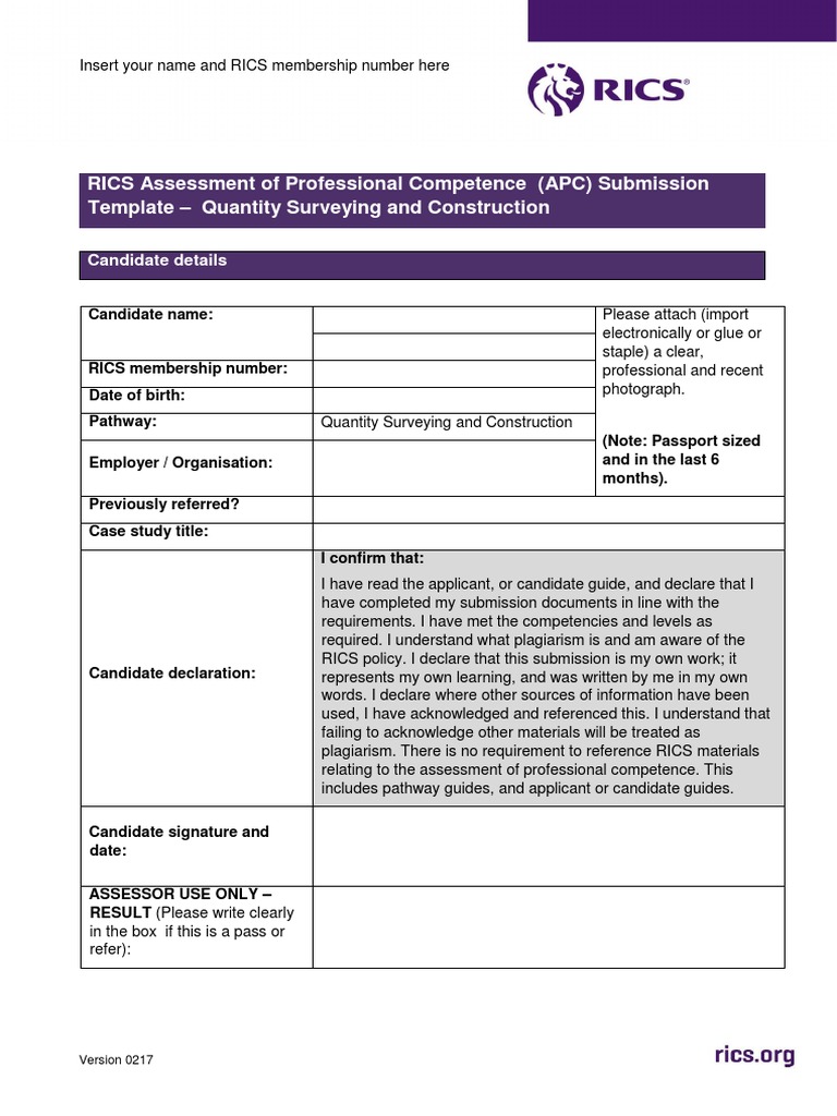 APC - Submission - Template - Quantity Surveying and Construction ...