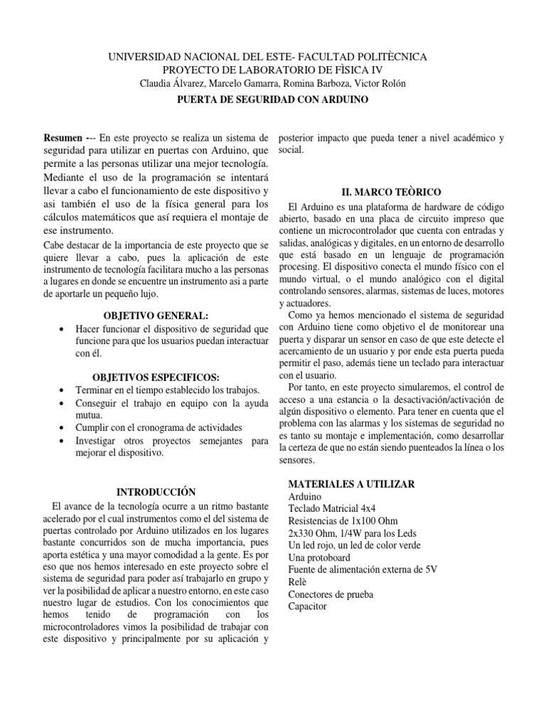 Proyecto Fisica 4 Arduino Pdf Arduino Microcontrolador