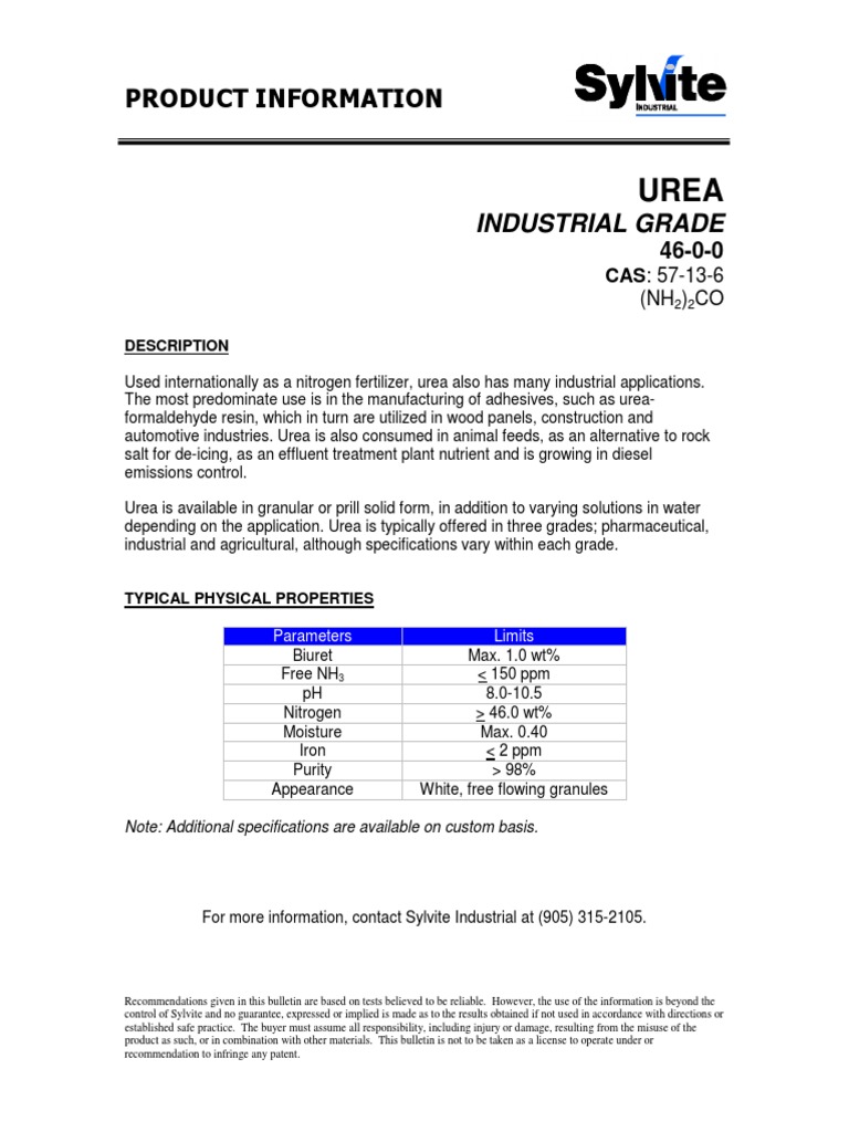 Industrial Urea TDS | PDF | Urea | Fertilizer