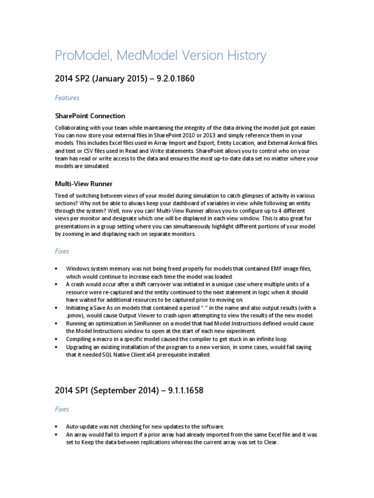 Promodel Version History | PDF | Microsoft Excel | Simulation