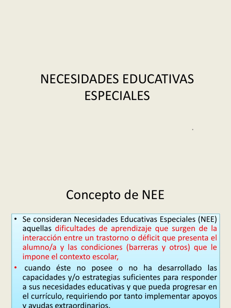 Tipos y Causas de Las Nee IMPRIMIR | PDF | Aprendizaje | Ciencias del ...