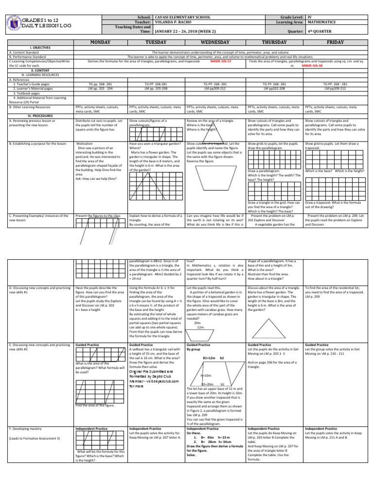 Formulas for Finding the Area of Geometric Shapes: Teaching Triangles ...