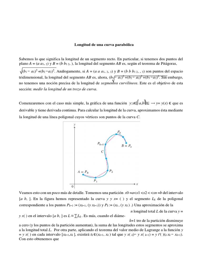 Longitud de Curvas Parabólicas | PDF | Integral | Curva