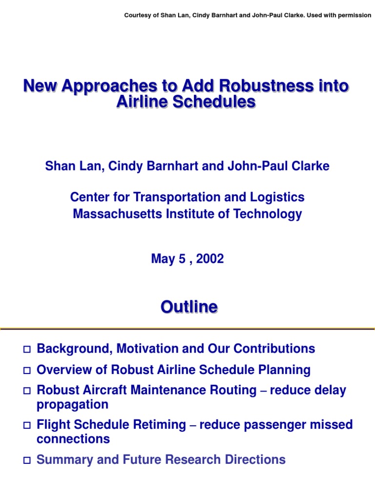 Robust Airline Schedule Optimization | PDF | Airlines | Robust Statistics