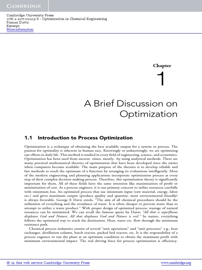 Optimization in Chemical Engineering Chapter 1 | PDF | Mathematical Optimization | Linear ...
