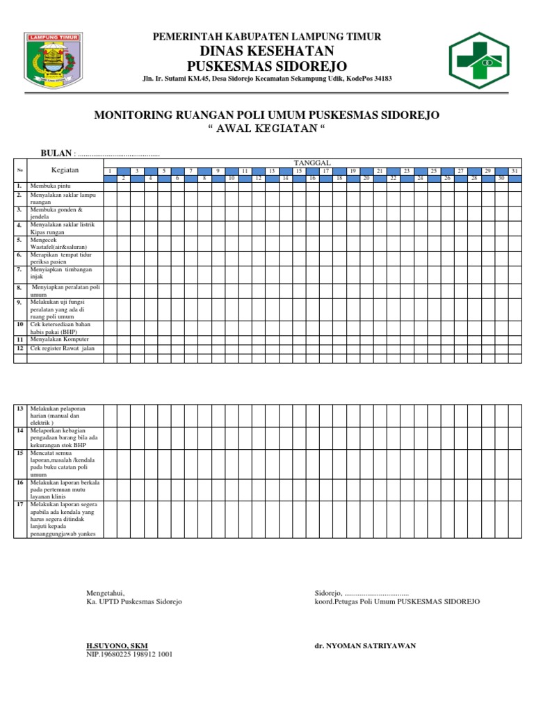 Monitoring Ruangan Poli Umum | PDF