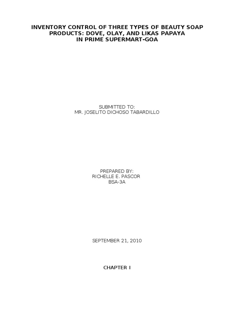 Inventory Control of Three Types of Beauty Soap Products | PDF ...