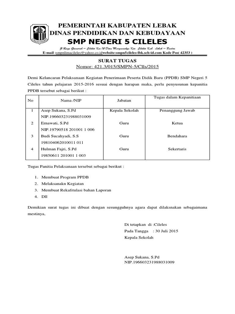 Surat Tugas PPDB | PDF Surat Tugas PPDB | PDF