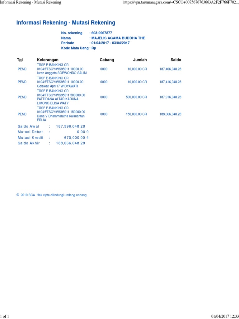 Informasi Rekening - Mutasi Rekening: TGL Keterangan Cabang Jumlah ...