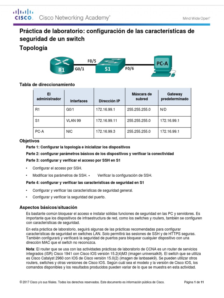 5.2.2.9 Lab - Configuring Switch Security Features | PDF | Enrutador (Computación) | Conmutador ...