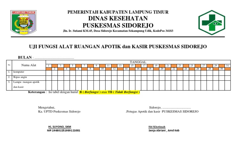 Uji Fungsi Alat Ruangan Apotik Dan Kasir Puskesmas | PDF