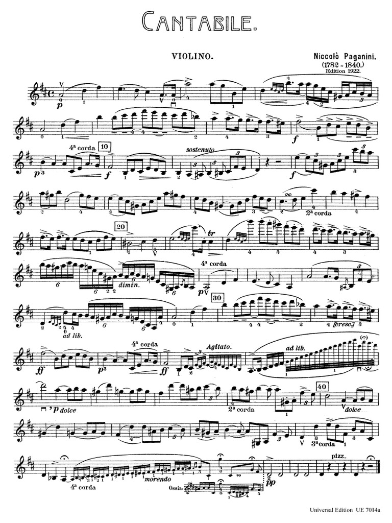 (Free Scores - Com) - Paganini Niccolo Cantabile For Violin and Guitar Violin Part 47101 PDF | PDF