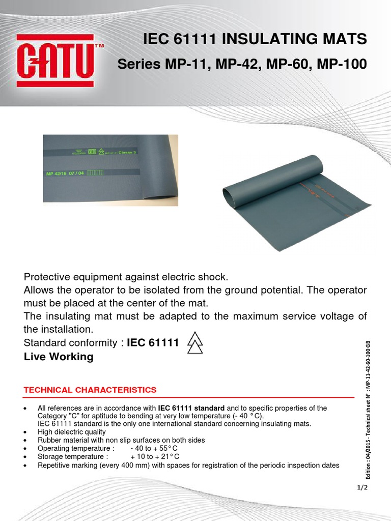 IEC 61111 Insulating Mats Class 0 To Class 4 | PDF | Insulator ...