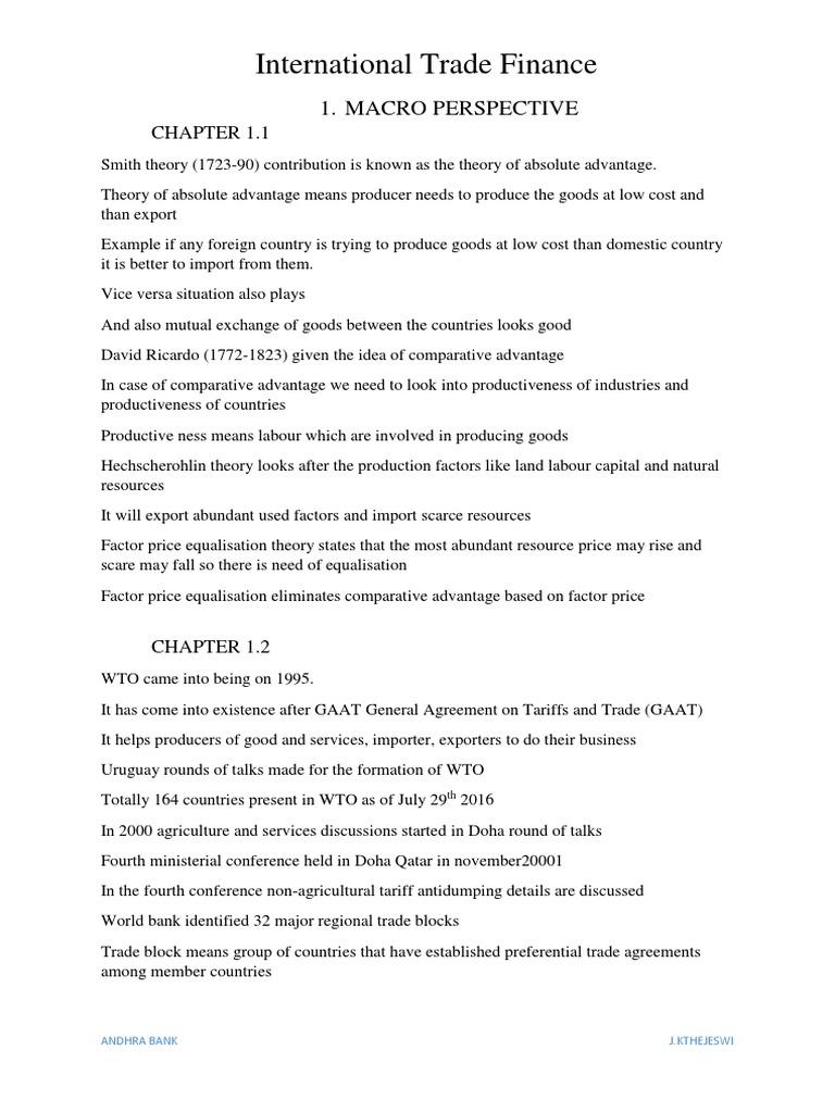 International Trade Finance Short Notes | PDF | International Business ...