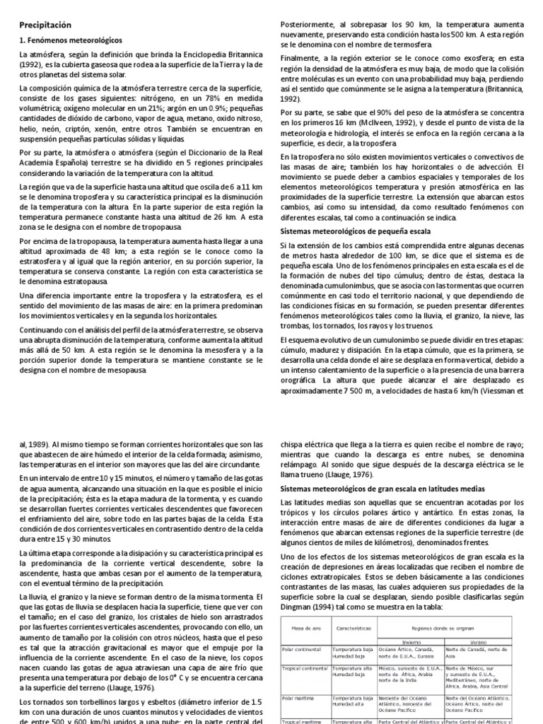 Tema 2. Precipitación | PDF | Precipitación | Atmósfera